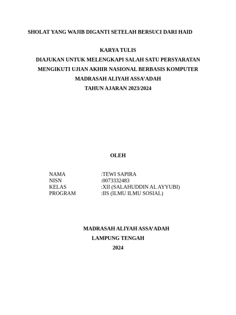 Contoh Karya Tulis SMA | PDF