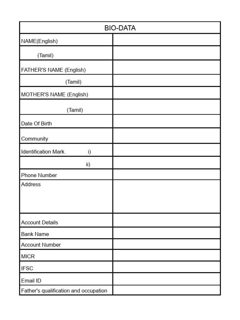 Bio Data | PDF