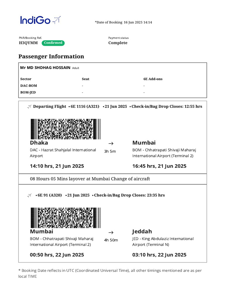 IndiGo Booking Confirmation Details | PDF | Aviation | Transport