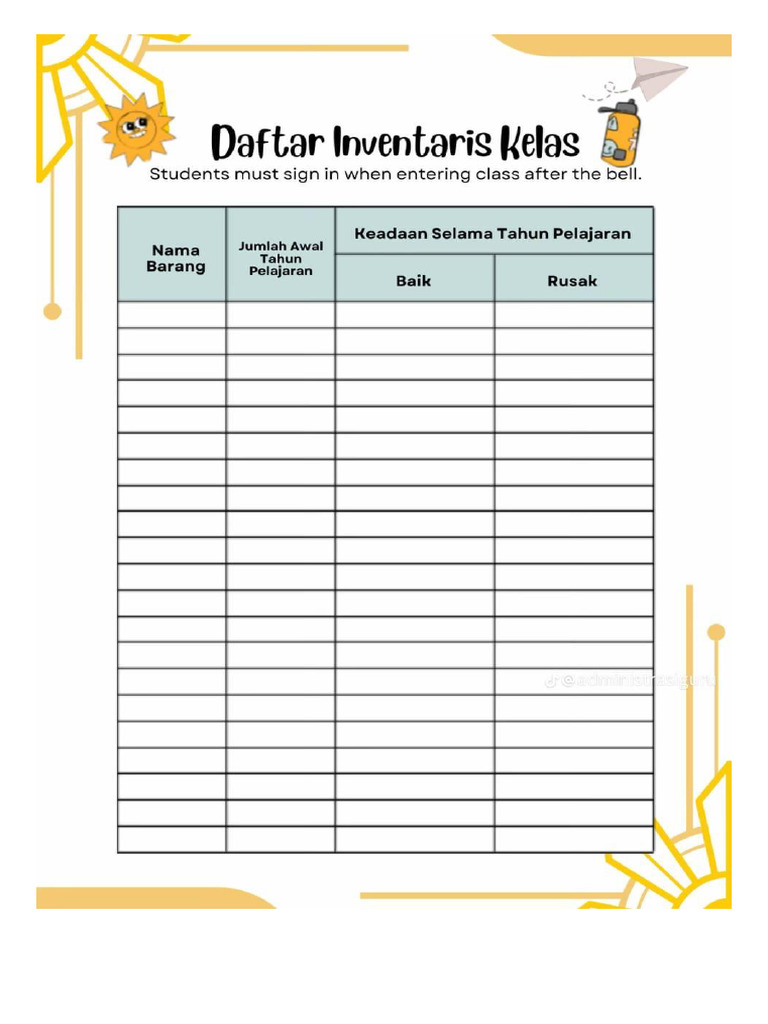 Daftar Inventaris Kelas | PDF