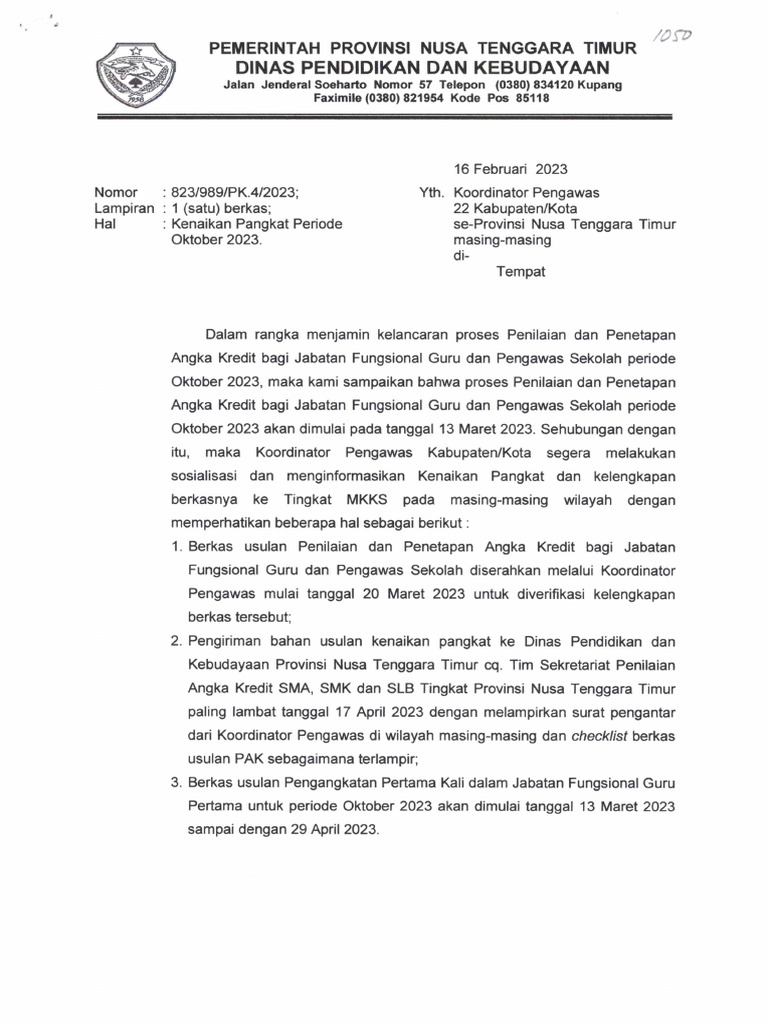 Surat Pak Periode Oktober 2023 | PDF