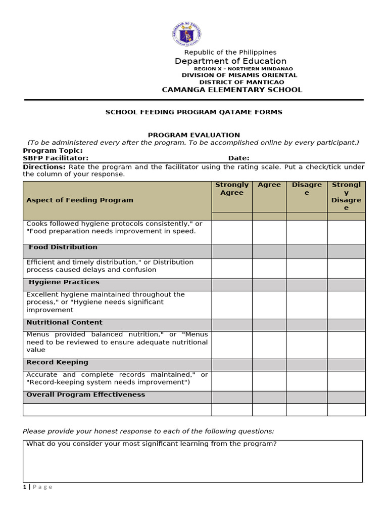 School Feeding Program QATAME | PDF