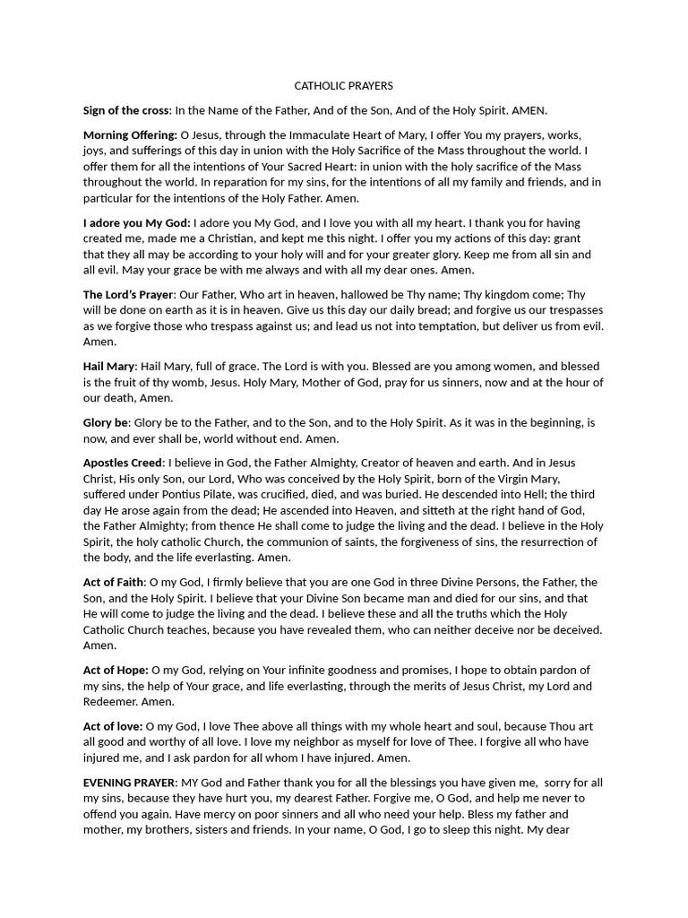 Catholic Prayers (English) | PDF | Lord's Prayer | Mary, Mother Of Jesus