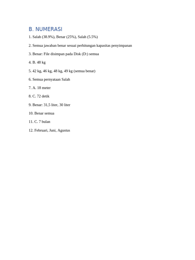 Kunci Numerasi | PDF