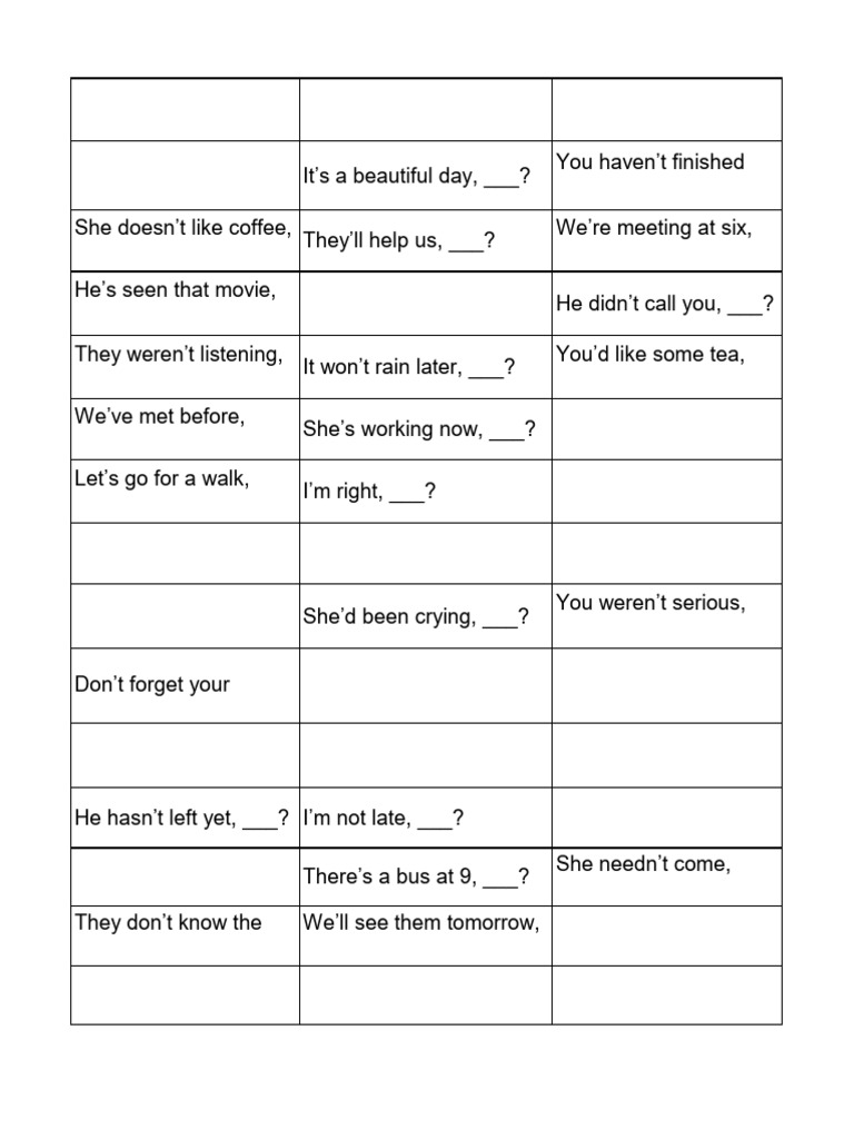 English Tag Questions Practice | PDF