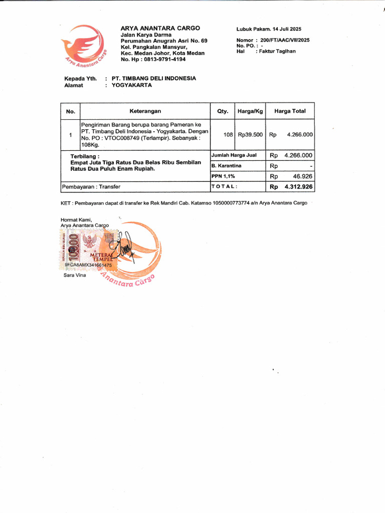 200 Tagihan Timbang Deli | PDF