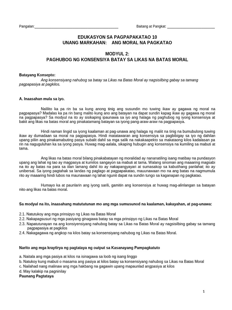 Modyul 2 Ika 3-4 Linggo | PDF