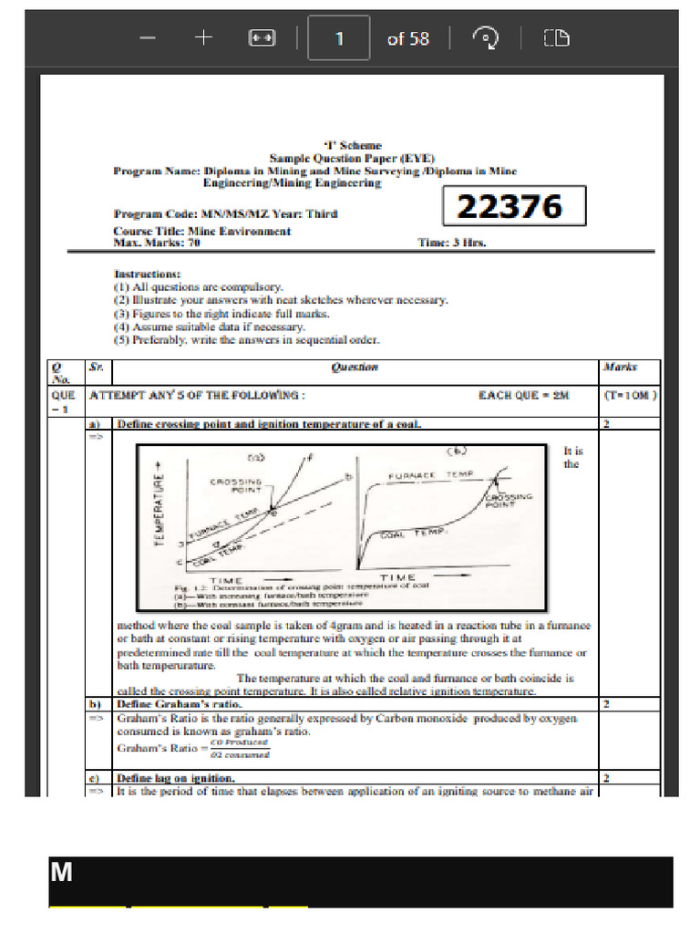 Mine Environment Solved Question Paper I-Scheme | PDF