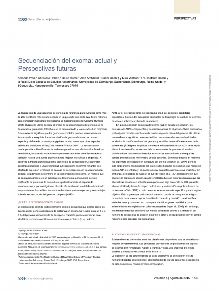 Plataformas de Secuenciación del Exoma | PDF | Secuenciación del genoma ...