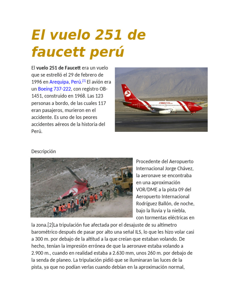 El Vuelo 251 de Faucett Perú | PDF