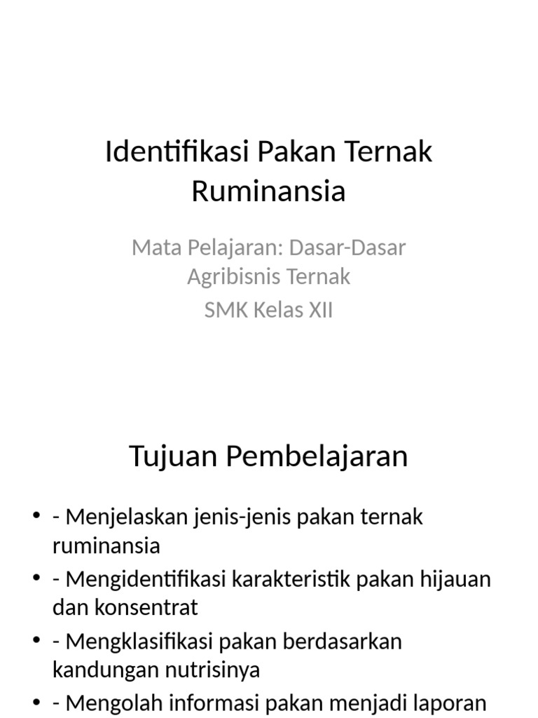 Identifikasi Pakan Ternak Ruminansia GambarLengkap | PDF