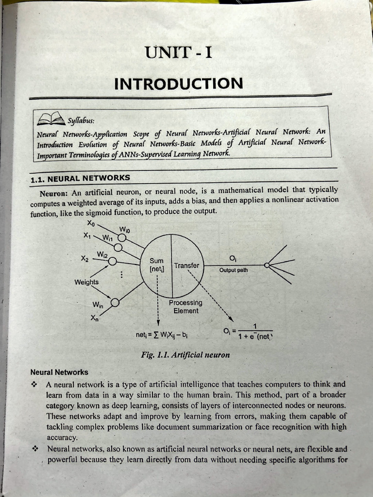 Unit - 1 NN&DL | PDF | Neuron | Axon