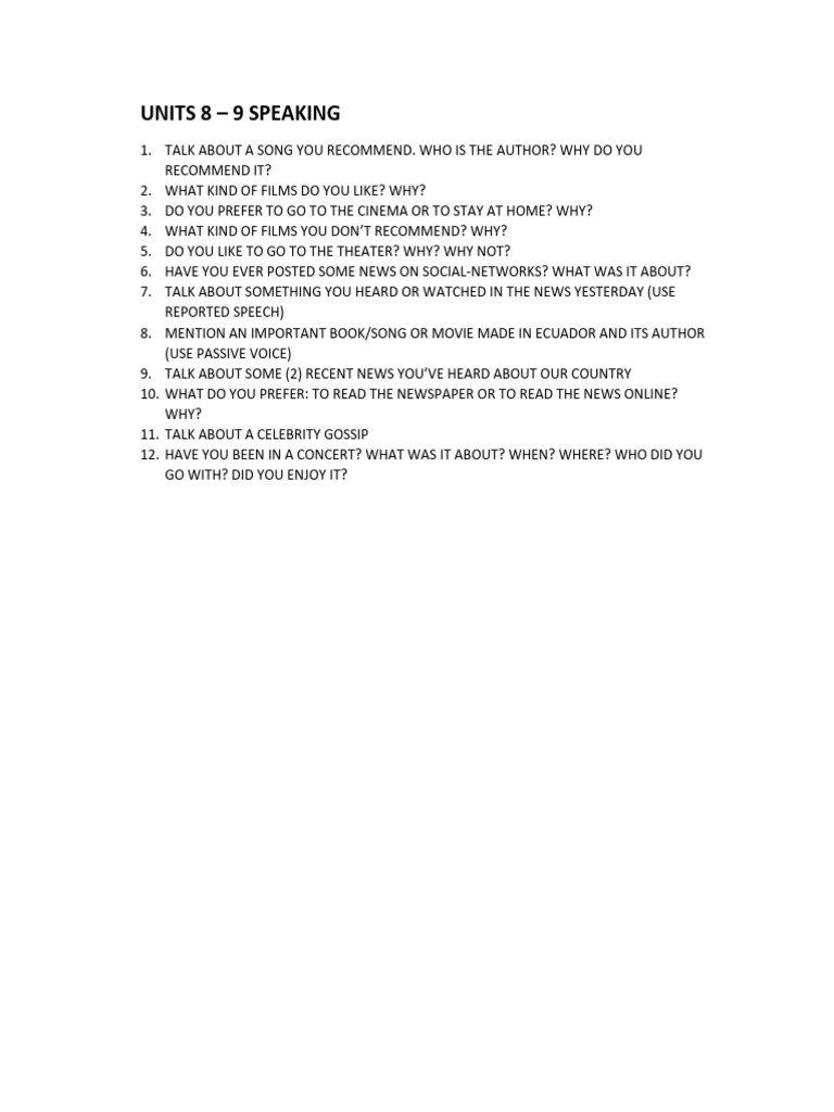 Units 8-9 Speaking | PDF