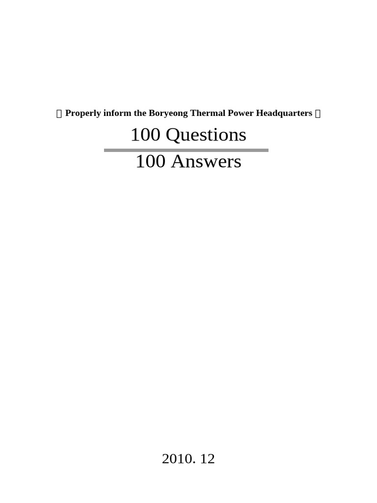 100 Questions + 100 Answers (Trans - Version) | PDF | Power Station ...