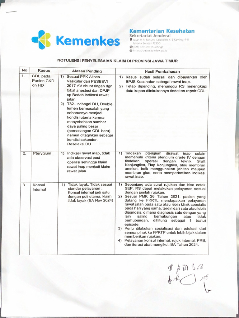 Notulensi Penyelesaian Pending Klaim Jatim - Sign - 10 Juli | PDF
