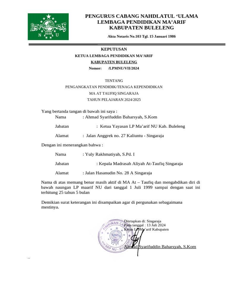 Surat Keterangan Pengabdian | PDF