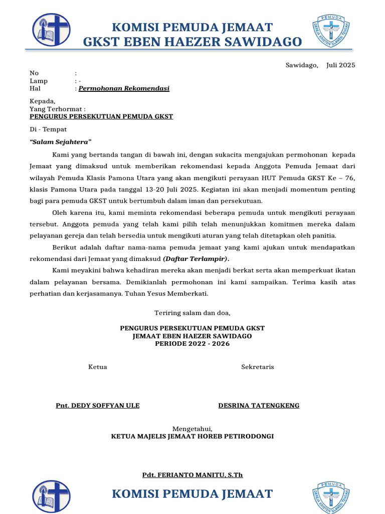 Surat Permohonan Dan Pemberian Rekomendasi Anggota PPJ | PDF