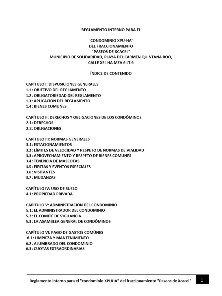 Reglamento XpuHa | PDF | Condominio | Multa (pena)