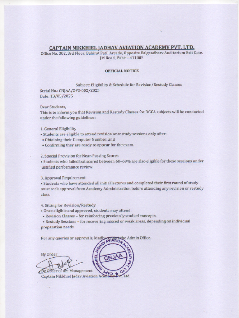 Revision Classes Notice | PDF