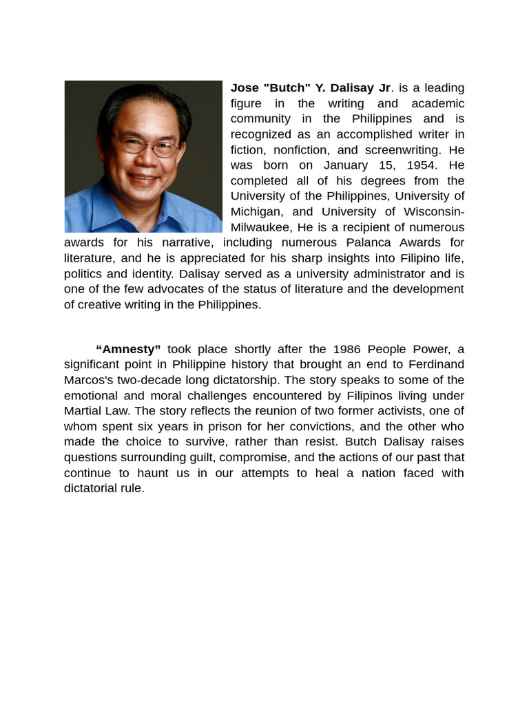 Amnesty by Jose Dalisay JR | PDF