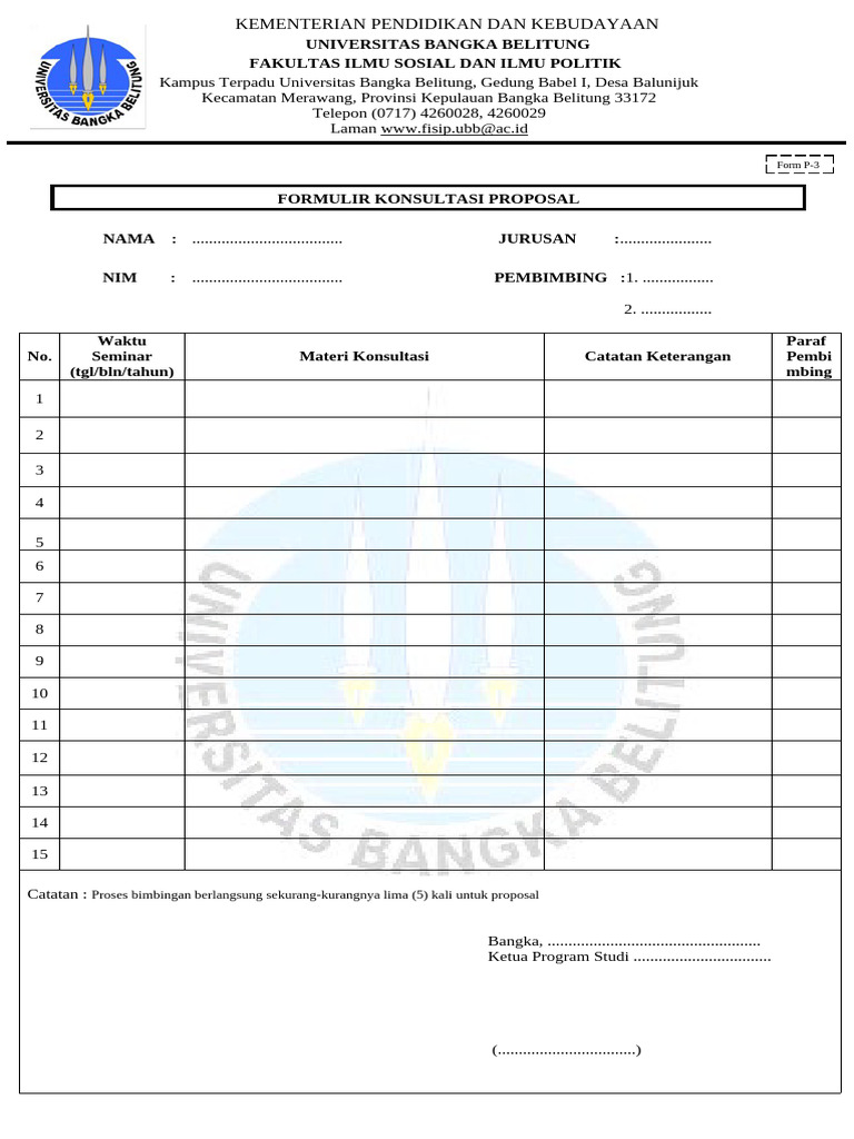 Form Pembibingan Proposal (Form P-3) Word | PDF