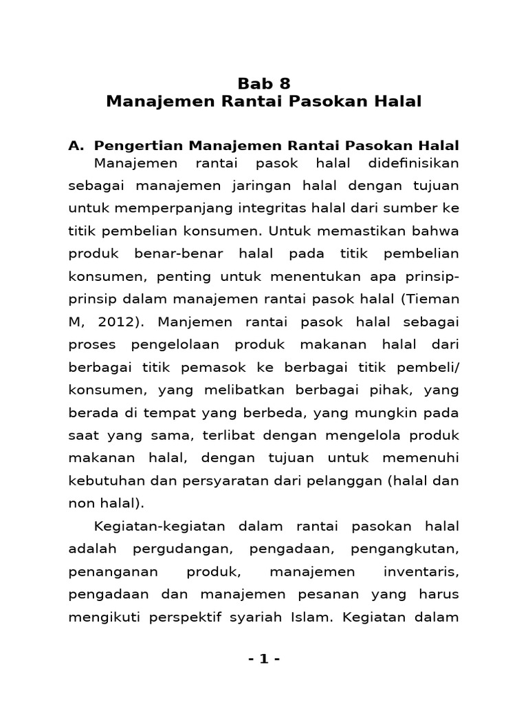 Bab 8 Manajemen Rantai Pasokan Halal | PDF