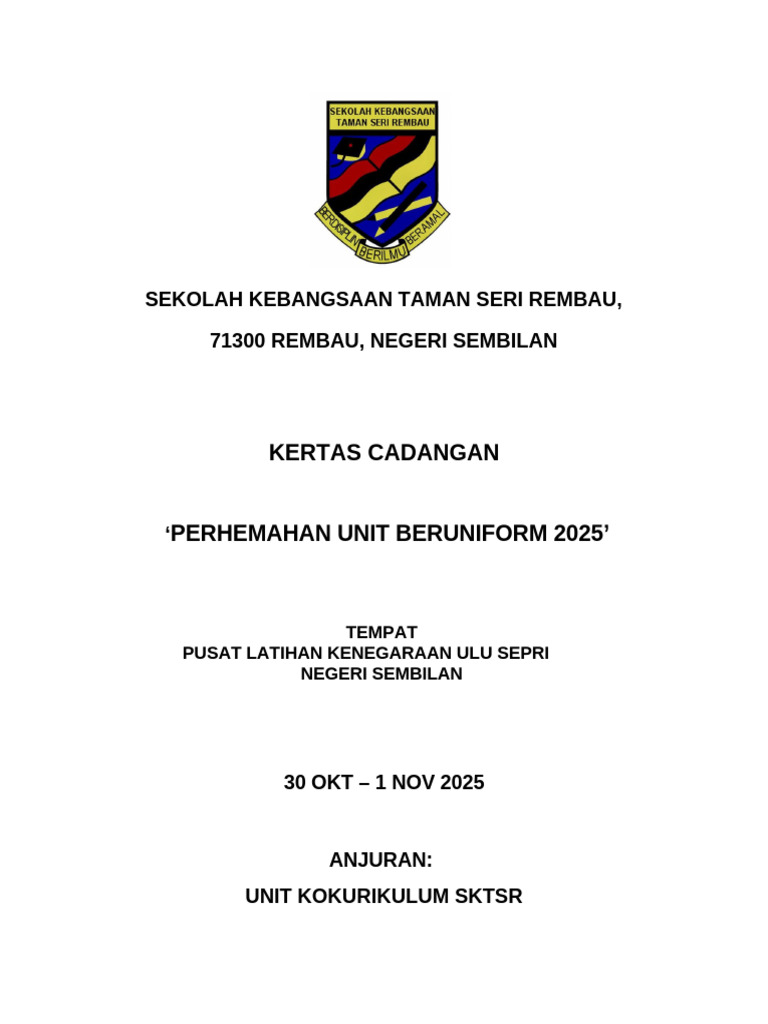 Kertas Kerja Perkemahan 2025 Staser | PDF