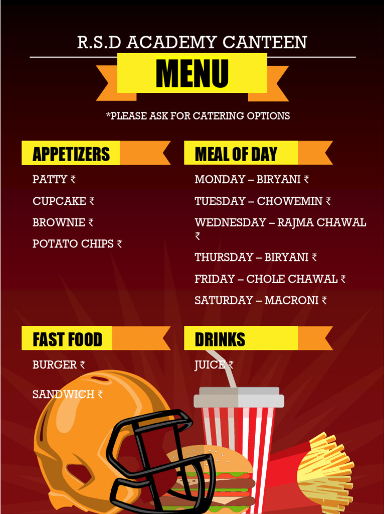 R.S.D Academy Canteen Menu Options | PDF