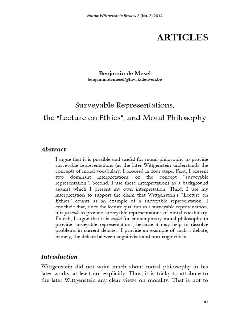 De MESEL, Benjamin. Surveyable Representation | PDF | Ludwig ...