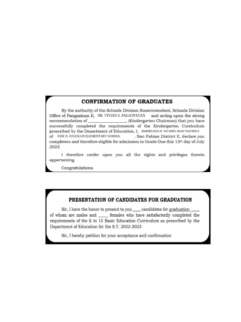 Confirmation of Graduates | PDF