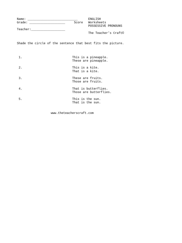 Worksheet Demonstrative Pronoun | PDF | Chess | Chess Theory