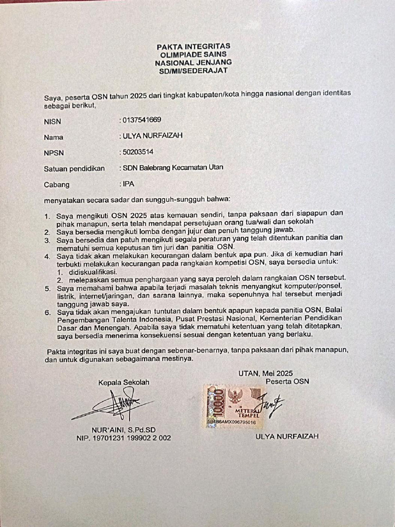 Pakta Integritas Ulya Pdf 2912