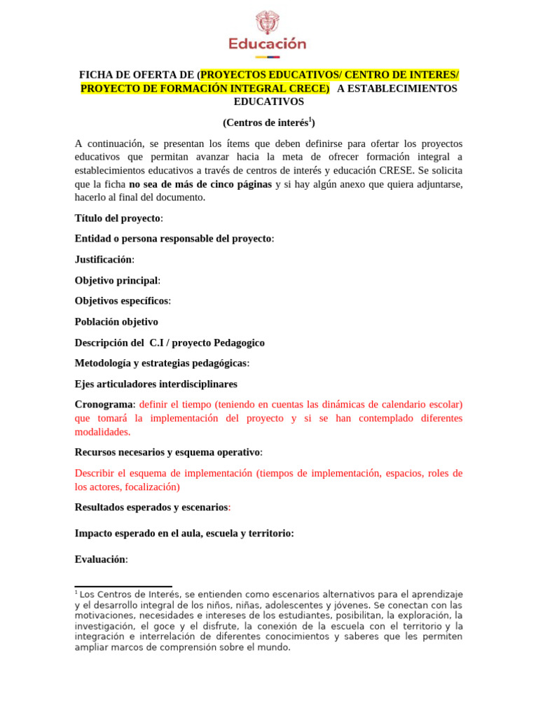 Ficha de Centro de Interes | PDF