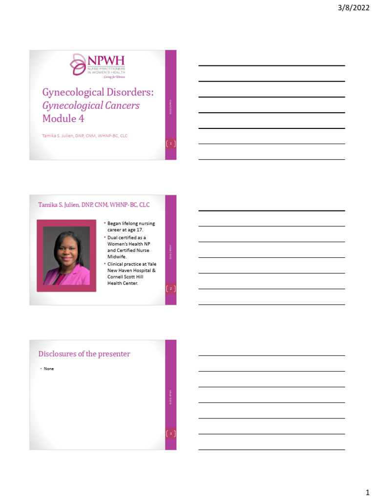 Gyn Disorders Module 4 Handout | PDF | Ovarian Cancer | Cancer