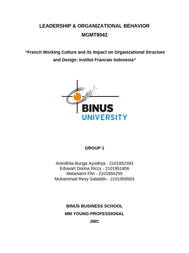French Working Culture and Its Impact On Organizational Structure and ...