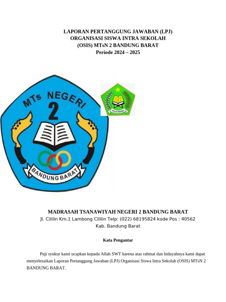 LPJ Osim MTSN 2 Bandung Barat Periode 2024 - 2025 | PDF