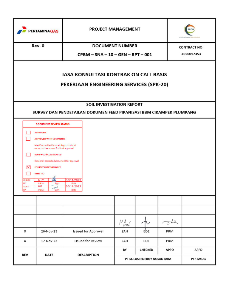 CPBM SNA 10 GEN RPT 001 Soil Investigation Report - R0 | PDF