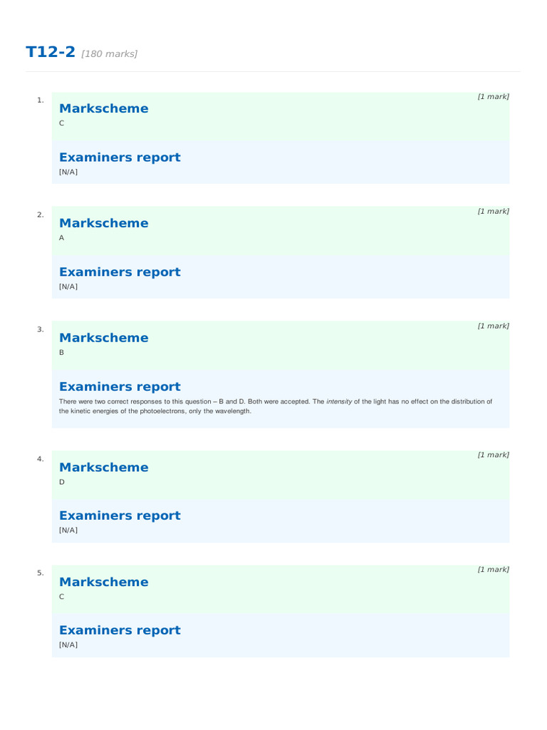 Markscheme: (180 Marks) | PDF | Atomic Nucleus | Electron