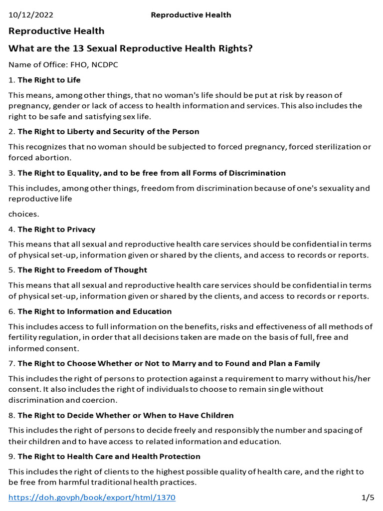 13 Sexual Reproductive Health Rights | PDF | Reproductive Rights | Gender