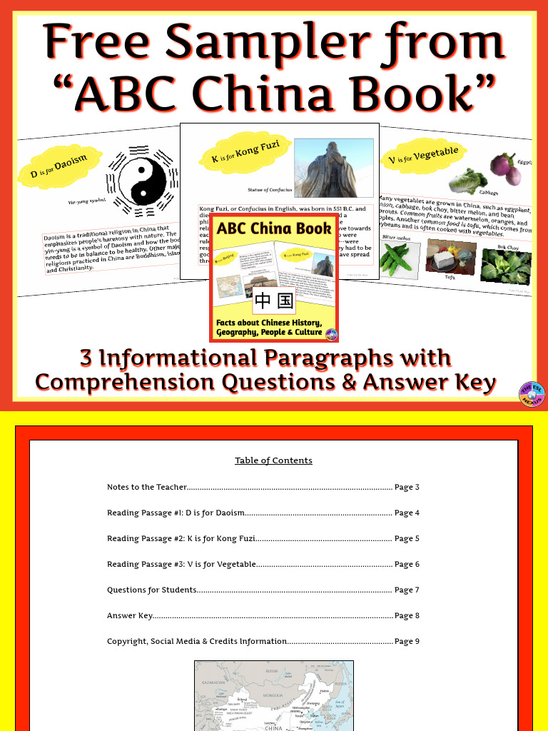 Free Sampler From "ABC China Book": 3 Informational Paragraphs With ...