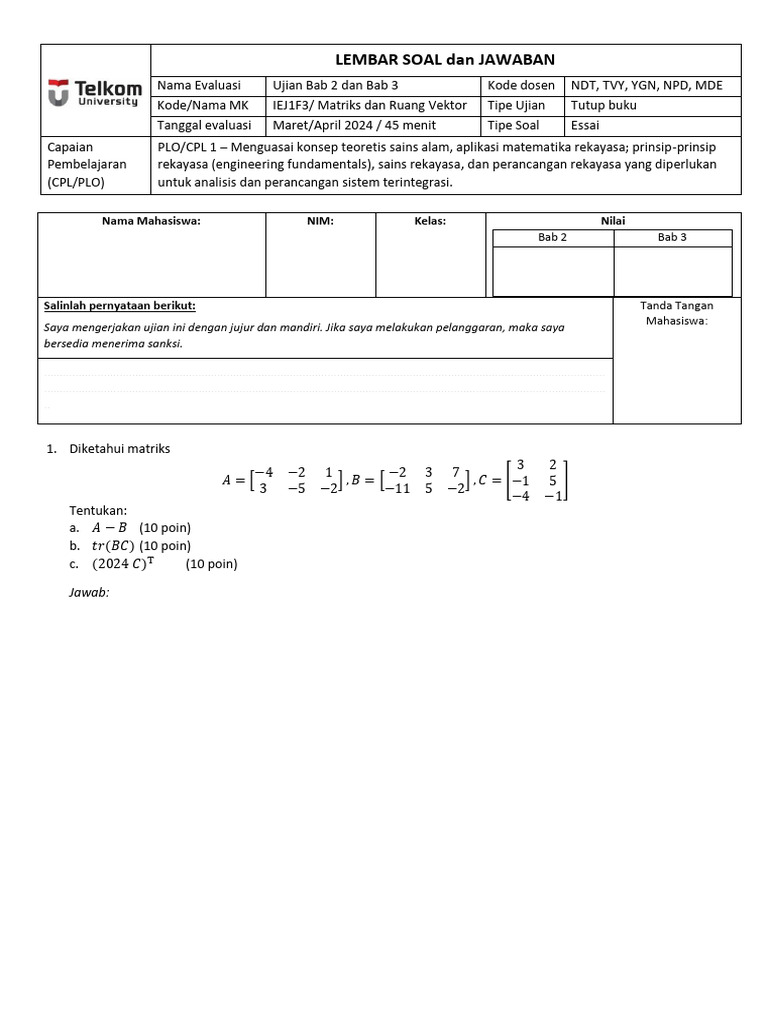 2024 Soal Bab 2 Dan 3 | PDF