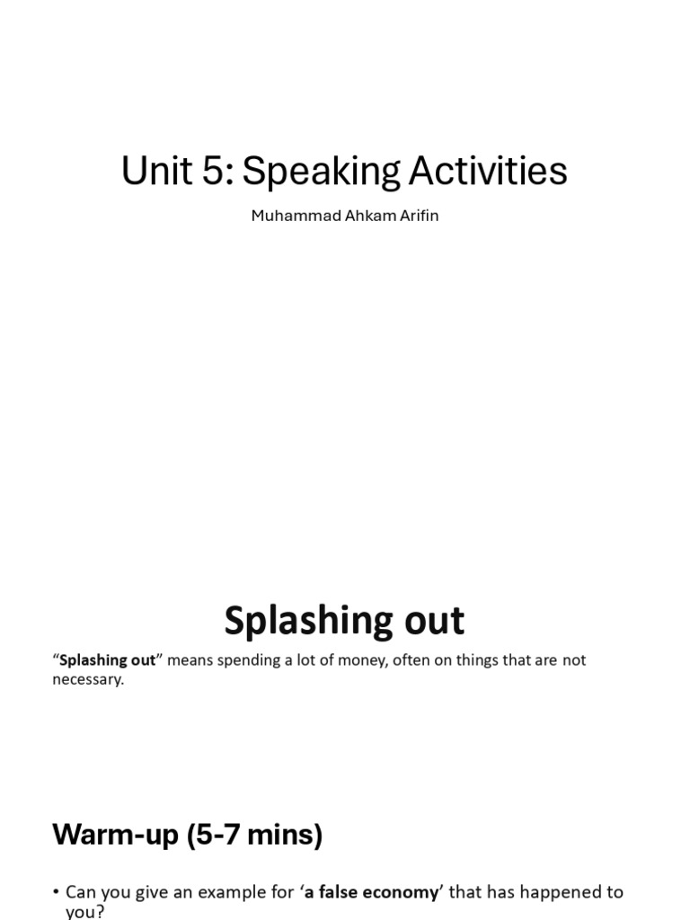 Speaking Activities: Spending & Robberies | PDF | Money
