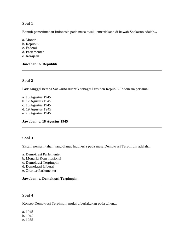 Soal Sejarah Indonesia Kelas XI Genap 2025 | PDF