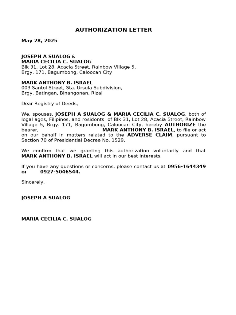 Authorization Letter | PDF