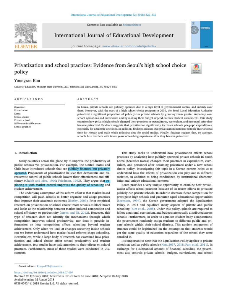 Privatization of Korean High-Schools | PDF | School Choice | Teachers