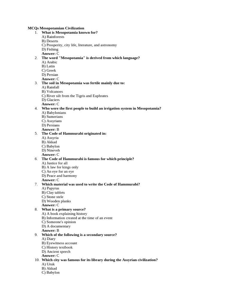 History CH 1 Mesopotamian Civilization | PDF | Mesopotamia | Babylonia