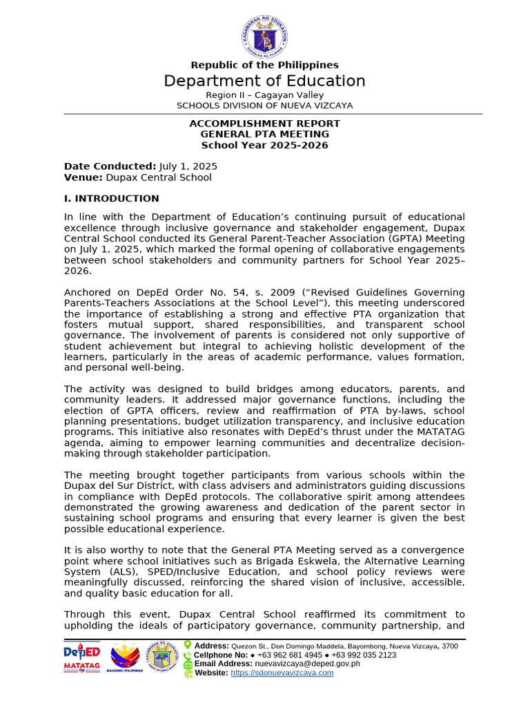 GPTA Accomplsihment Report 2025 | PDF | Governance