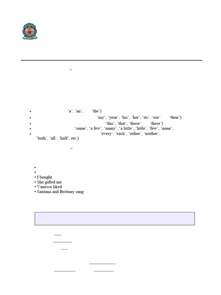 Determiners-worksheet-IX | PDF | Adjective | Linguistic Morphology