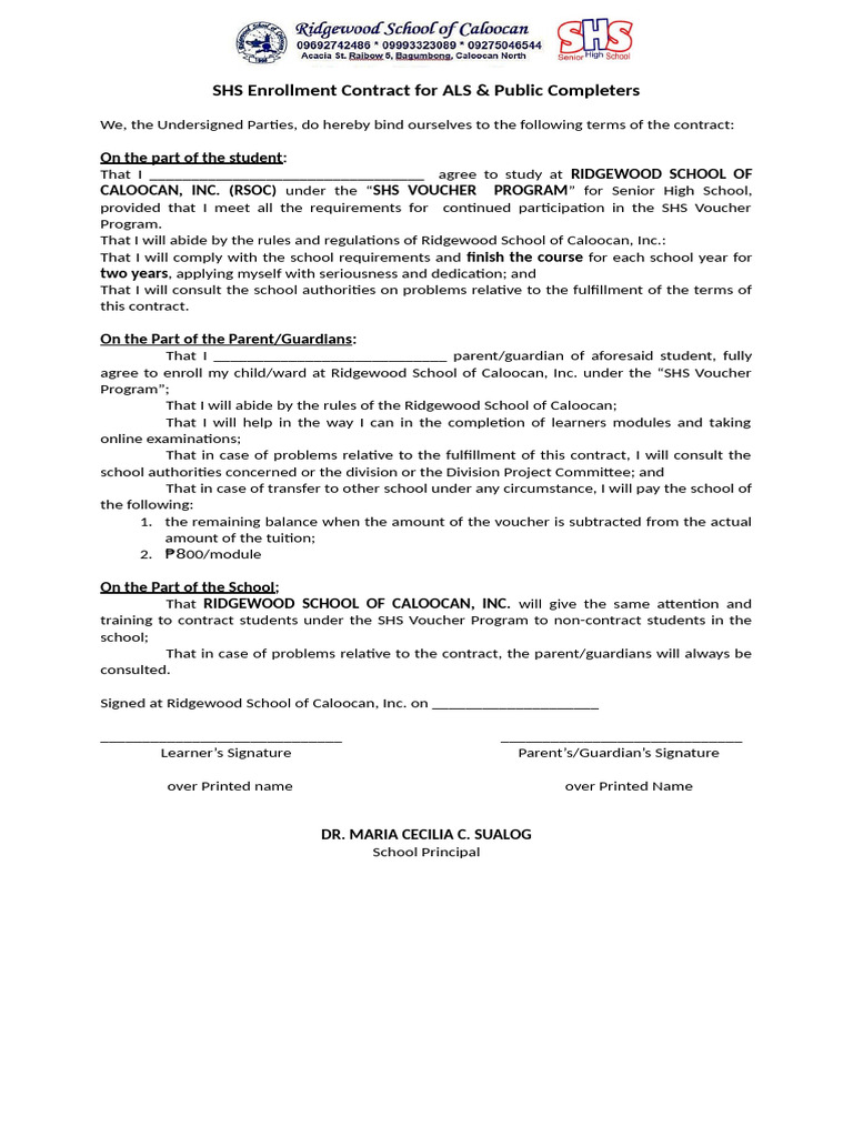 SHS Contract ALS | PDF