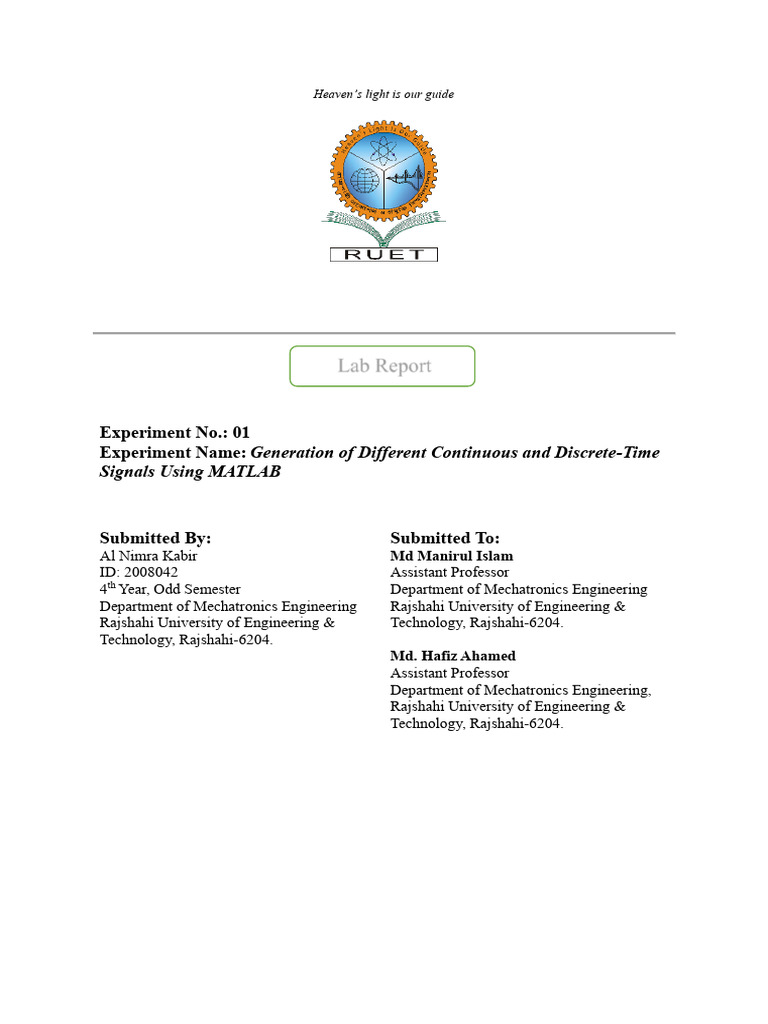 Generation of Different Continuous and Discrete-Time Signals Using ...